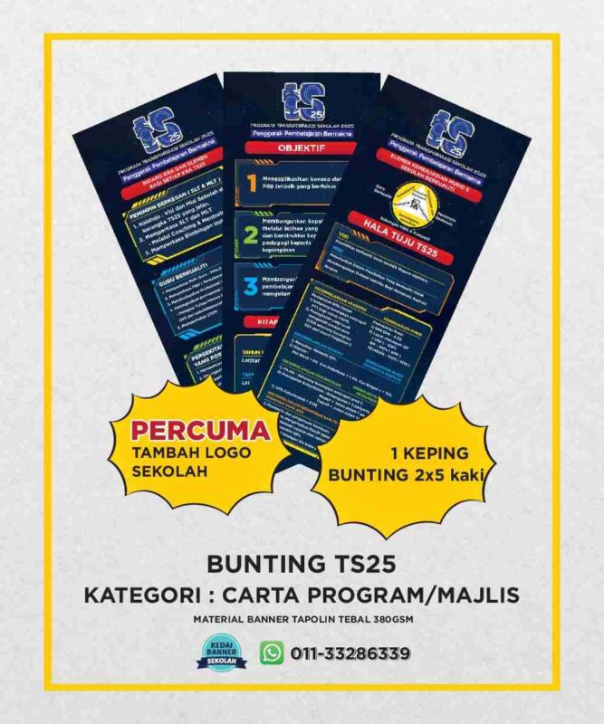 BUNTING : TRANSFORMASI SEKOLAH 2025 (TS25) - KedaiBannerSekolah.com