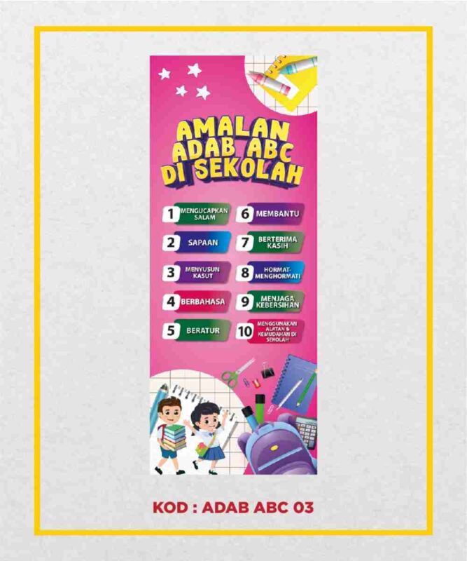 BUNTING : AMALAN ADAB ABC DI SEKOLAH - KedaiBannerSekolah.com