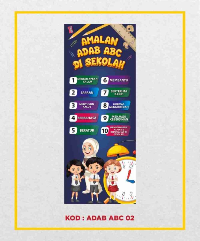 BUNTING : AMALAN ADAB ABC DI SEKOLAH - KedaiBannerSekolah.com