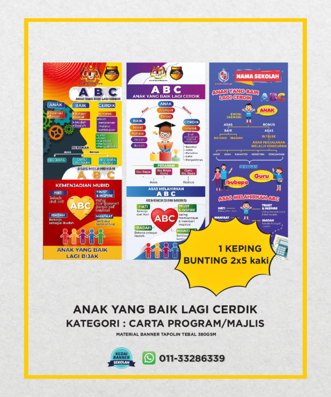 BUNTING ANAK YANG BAIK LAGI CERDIK (ABC) - KedaiBannerSekolah.com